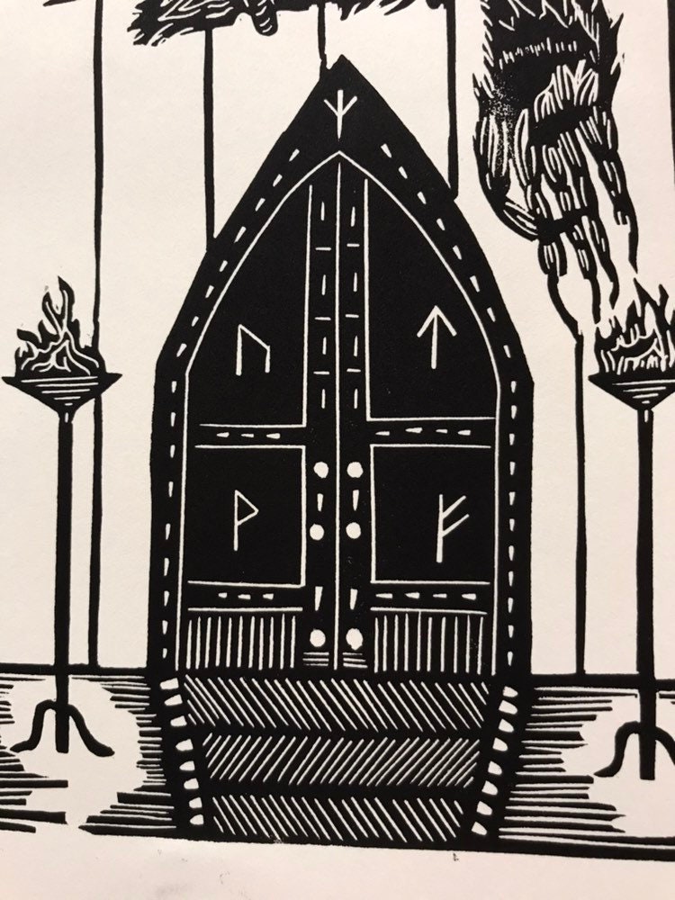 Beowulf: Grendel's Arm Hangs in Heorot. 8x10 Linocut. | Etsy