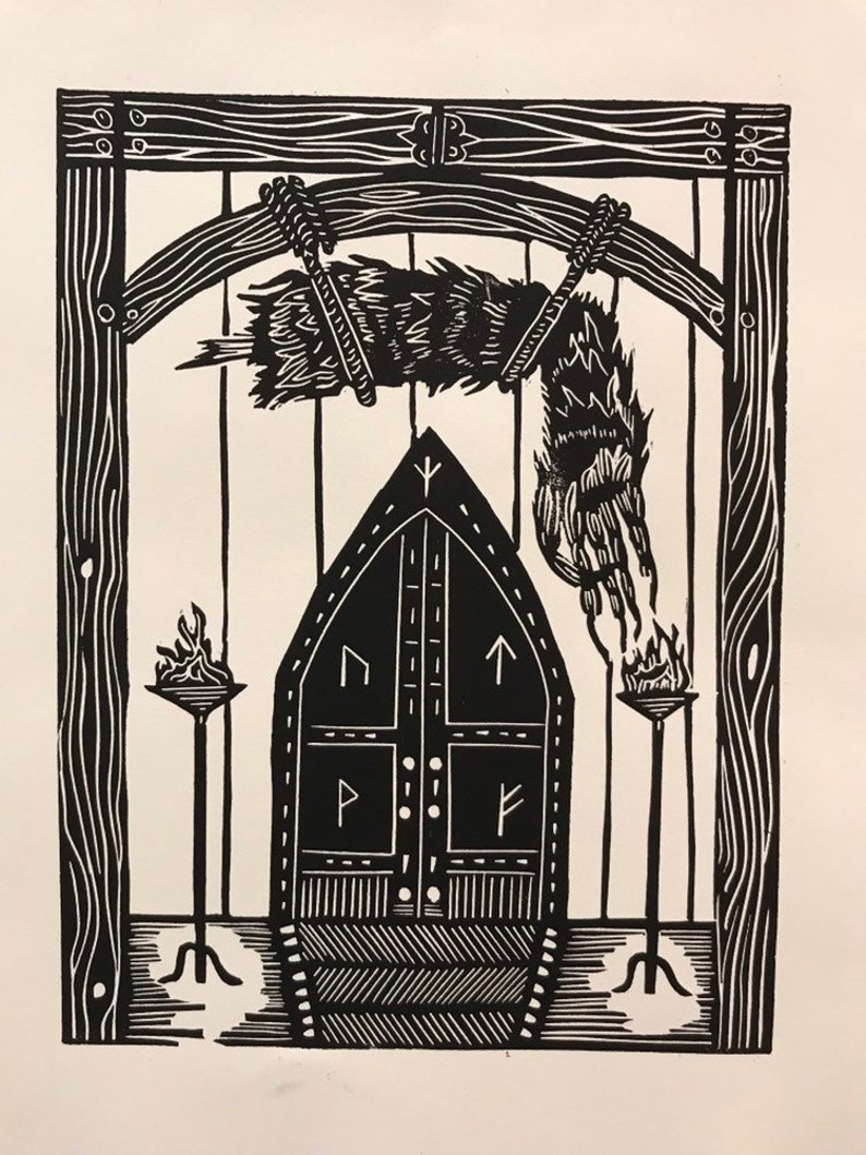 Beowulf: Grendel's Arm Hangs in Heorot. 8x10 Linocut. | Etsy