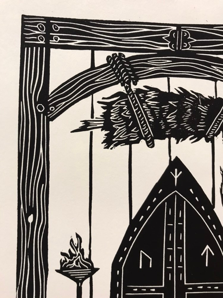 Beowulf: Grendel's Arm Hangs in Heorot. 8x10 Linocut. - Etsy