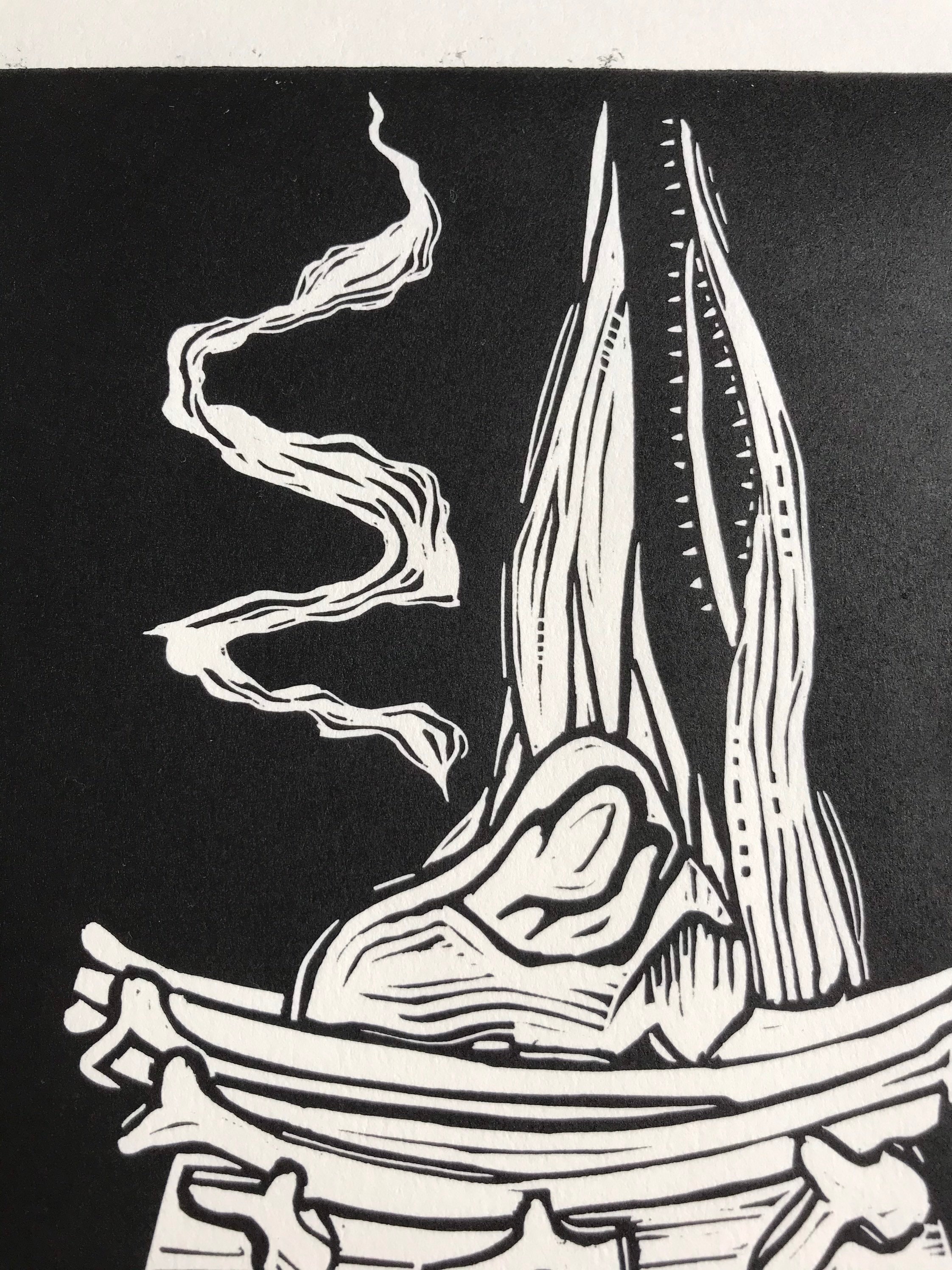 Moby Dick Whale Skull Altar Linocut Print | Etsy