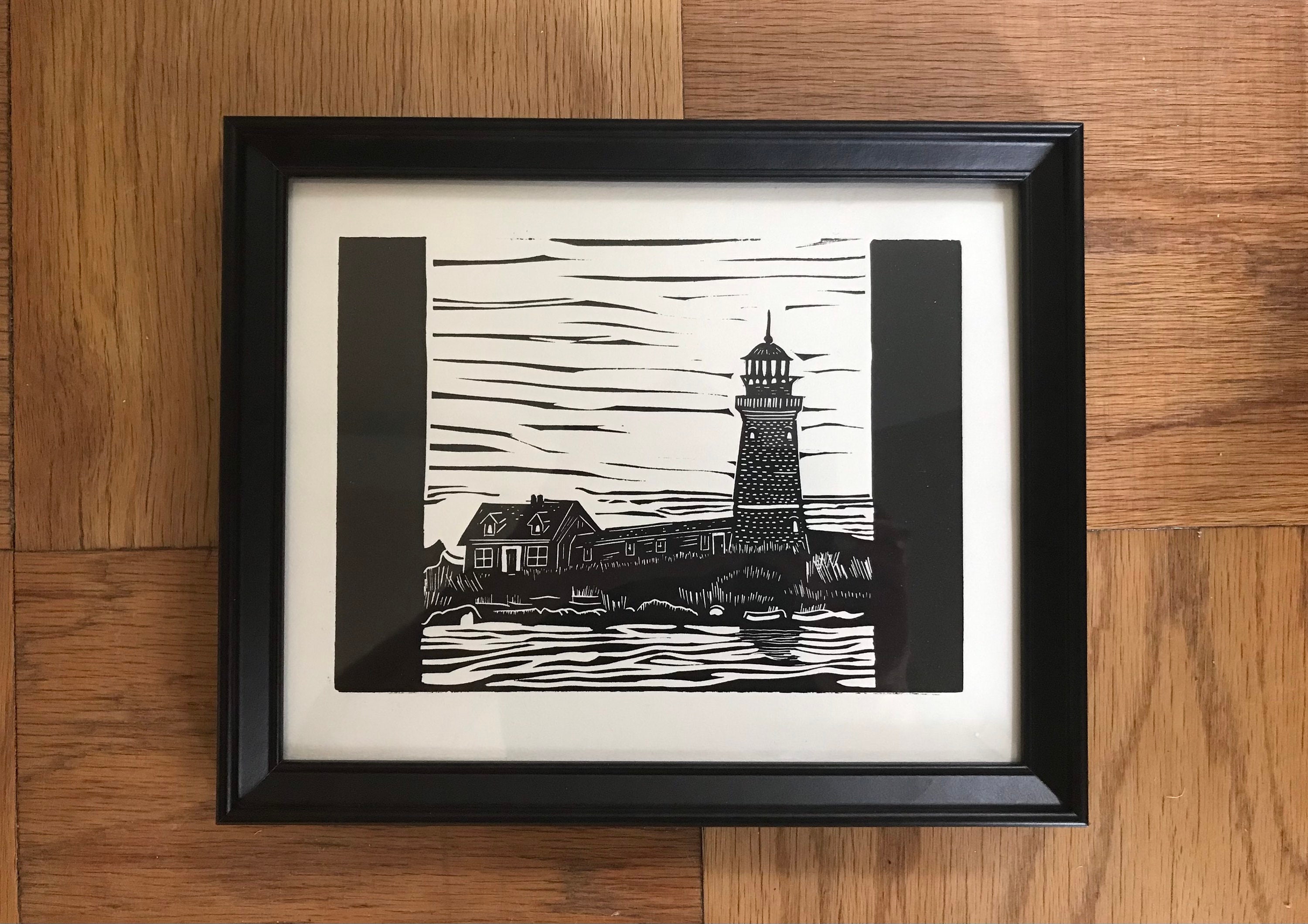 The Lighthouse 8 x 10 Impression Linocut | Etsy