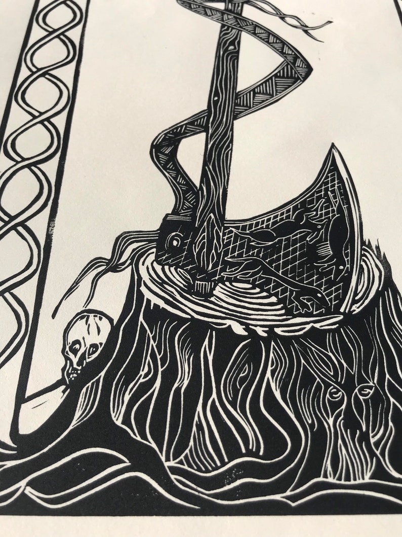 The Green Knight 10x12 Linocut Print - Etsy