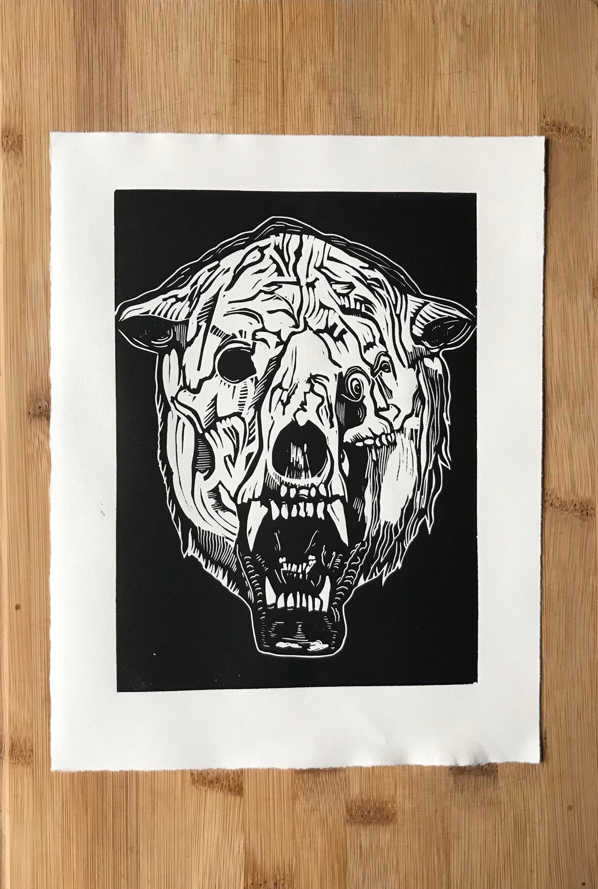 Annihilation Bear Linocut 8x10 - Etsy