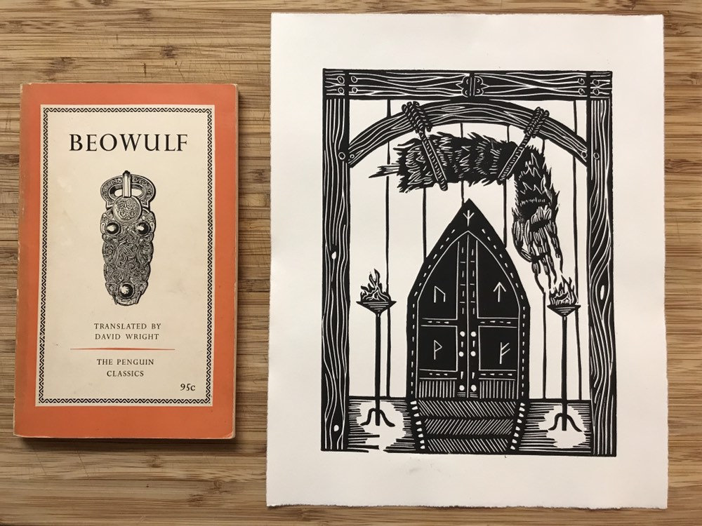 Beowulf: Grendel's Arm Hangs in Heorot. 8x10 Linocut. - Etsy