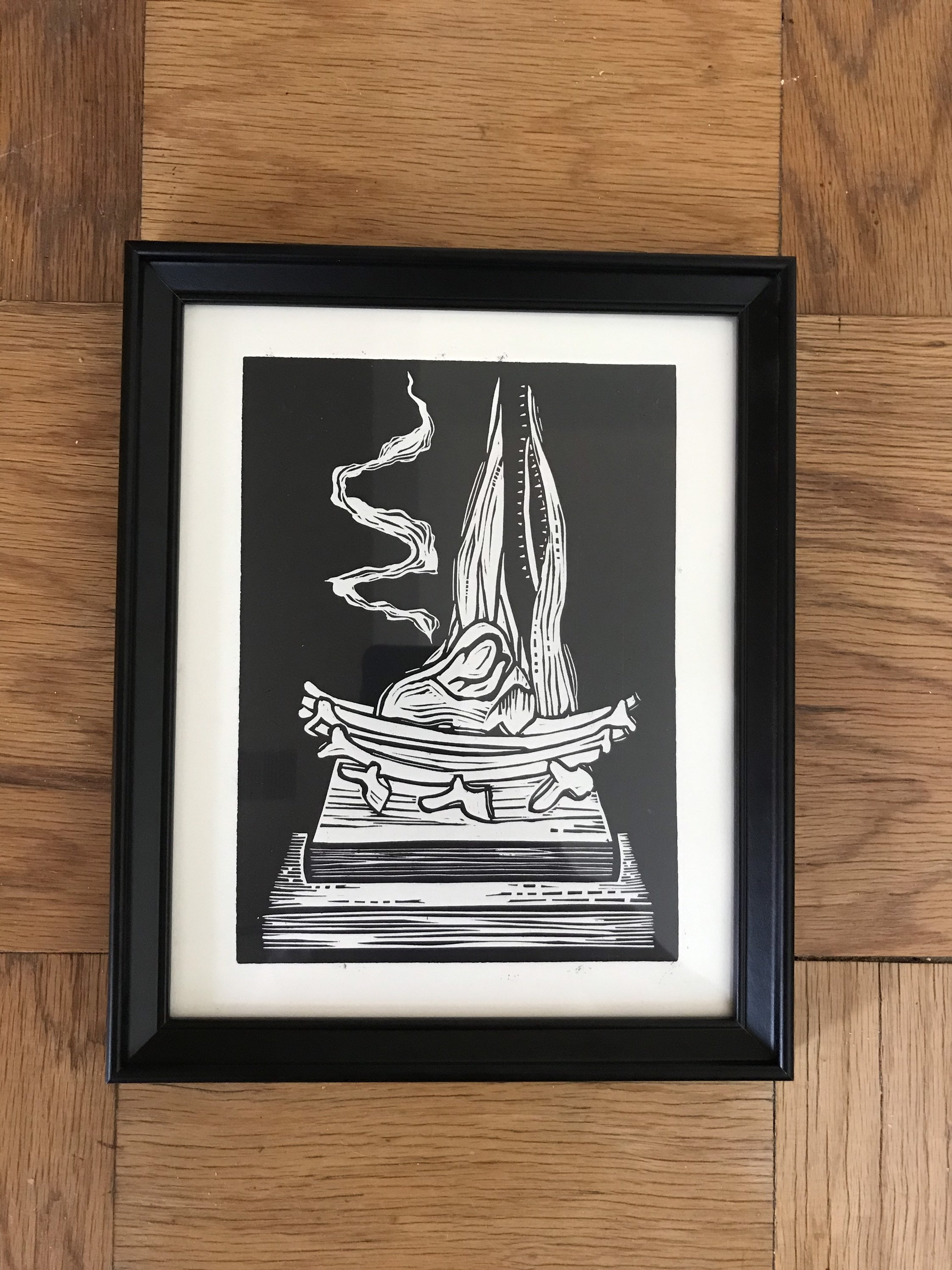 Moby Dick Whale Skull Altar Linocut Print | Etsy