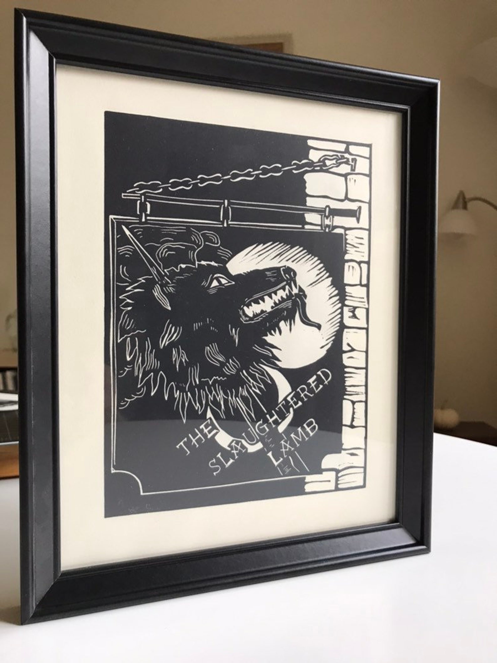 American Werewolf in London Pub Sign Linocut 8”x10” - Etsy