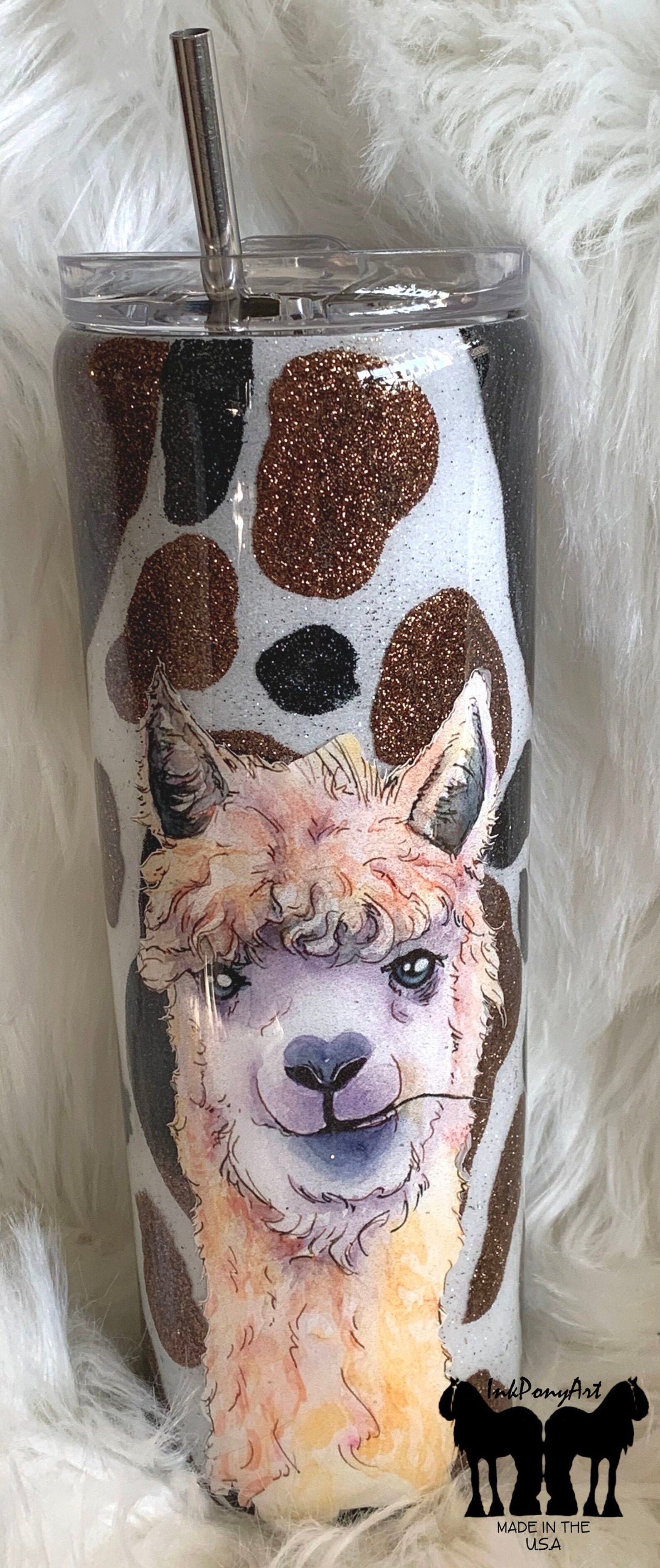 Alpaca Llama Spotted Appaloosa Glitter vacuum insulated | Etsy