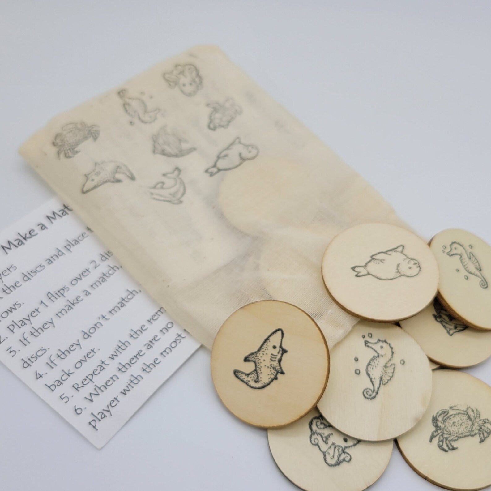 Under The Sea Make a Match Game Wooden Matching Game Memory | Etsy