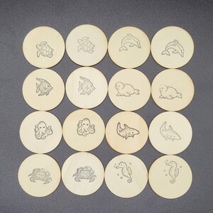 Under The Sea Make a Match Game Wooden Matching Game Memory | Etsy