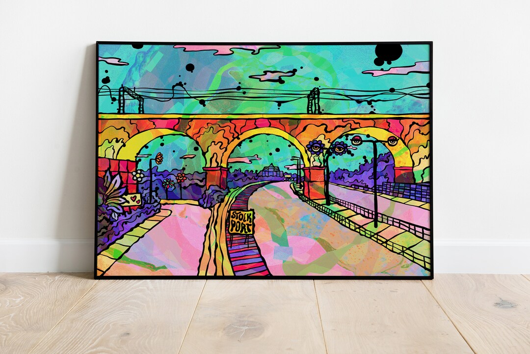 Stockport Viaduct Art Print | Psychedelic Poster of Stockport ...