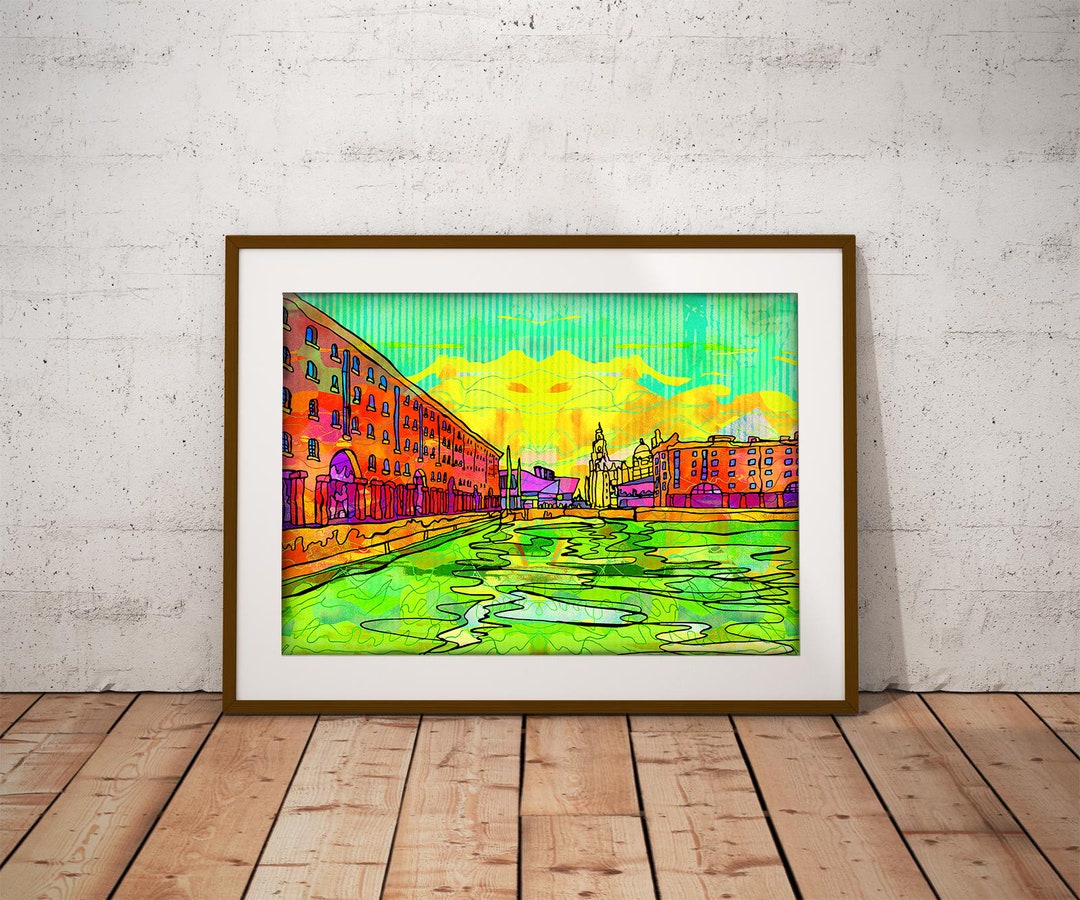 Liverpool Albert Docks Art Print Psychedelic Poster of - Etsy