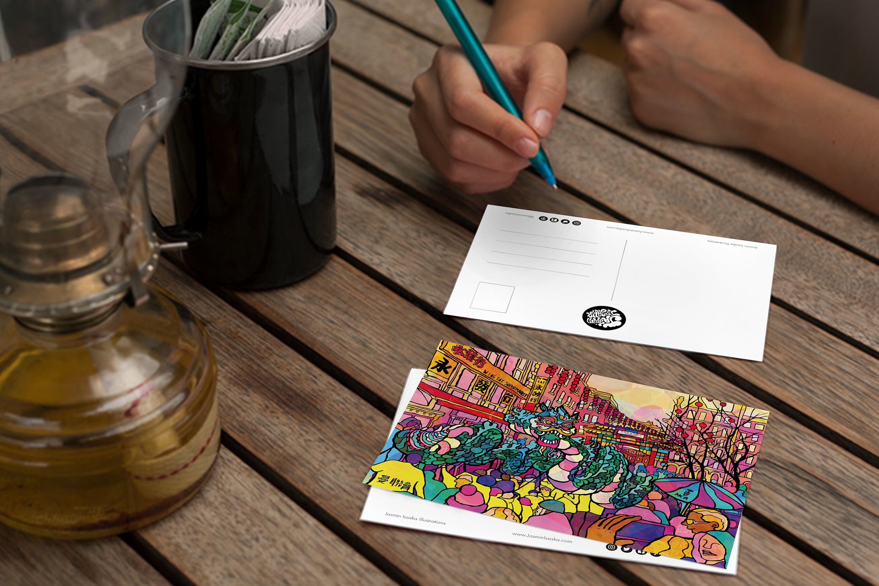 China Town Psychedelic Postcard Chinese New Year Parade Art | Etsy