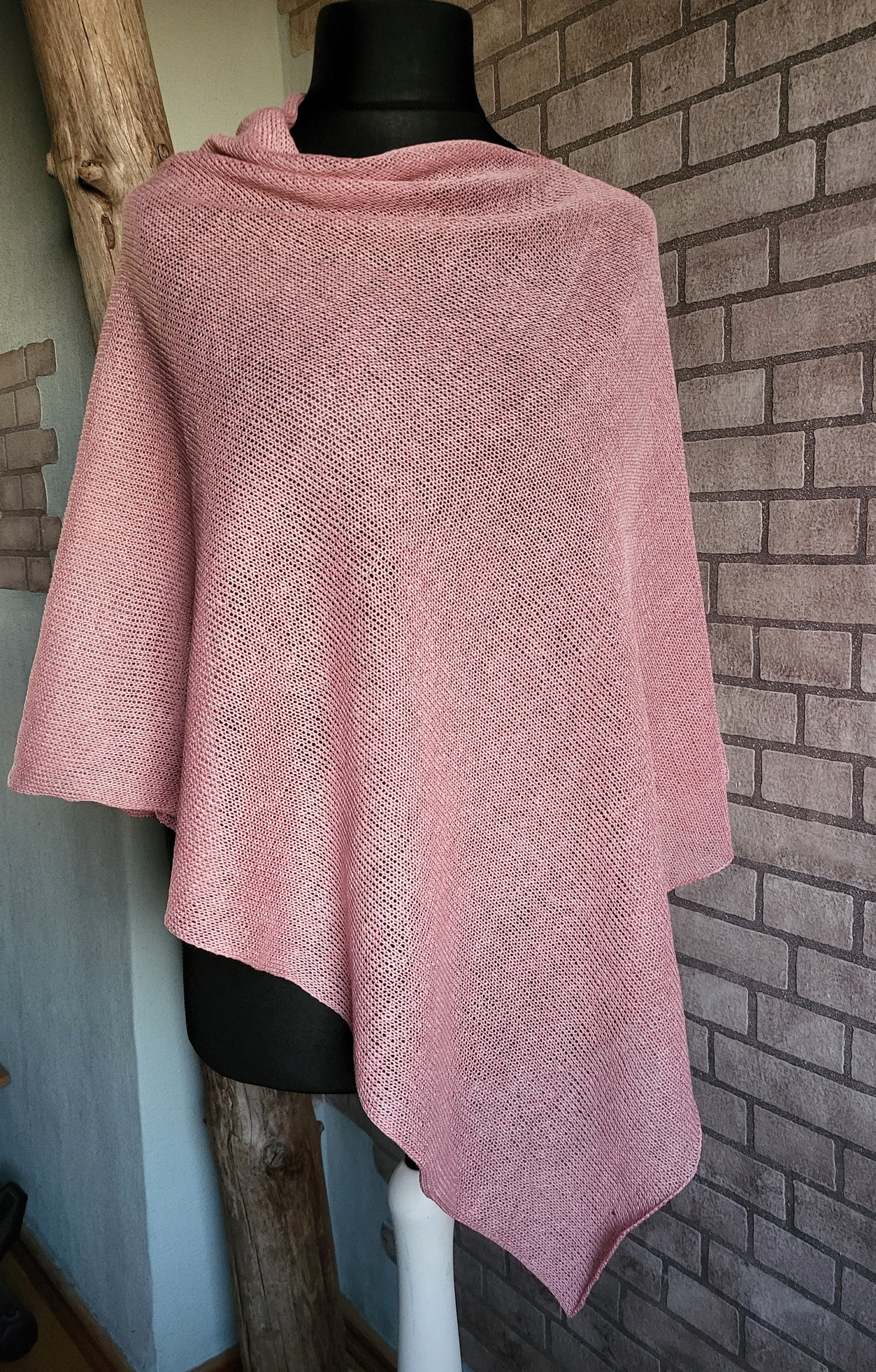 Linen Poncho Pink, Silk Wrap,summer Cape, Evening Shawls Wraps, Asymmetric Poncho, Lightweight ...