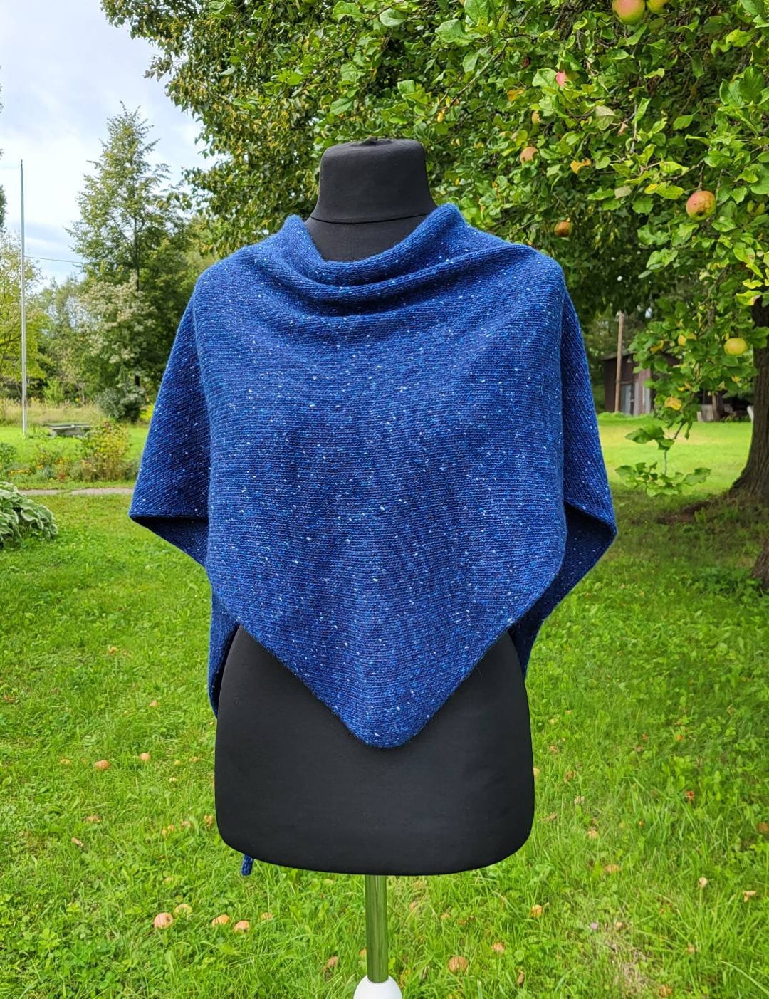 Cashmere Triangle Scarf, Triangular Scarf,blue Cashmere Wrap,blue Tweed ...