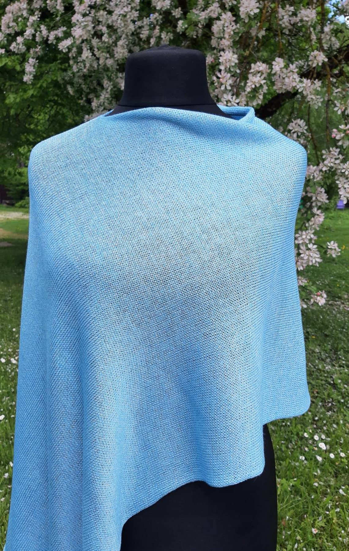 Cashmere Poncho Blue Poncho Lightweight Poncho Light Blue - Etsy