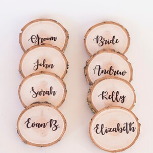 20 Rustic Wedding Place Cards, Wood Name Card, Wood Name Card With Bark ...