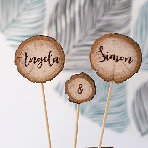 Rustic Wedding Cake Topper Custom Cake Decor Wood Slice - Etsy