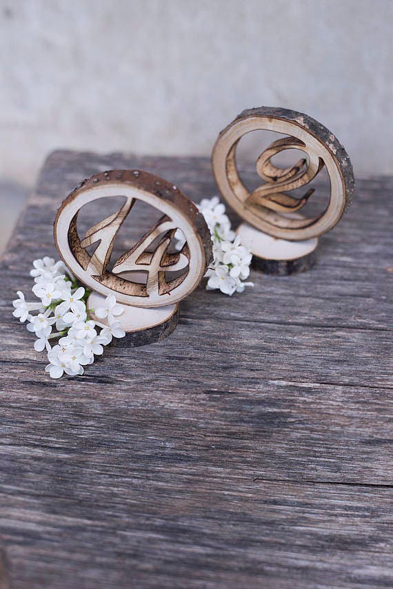 10 Rustic Wooden Table Numbers Log Slice Numbers Wedding | Etsy