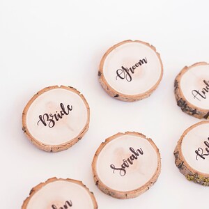 20 Rustic Wedding Place Cards, Wood Name Card, Wood Name Card With Bark ...