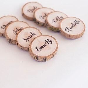 20 Rustic Wedding Place Cards, Wood Name Card, Wood Name Card With Bark ...