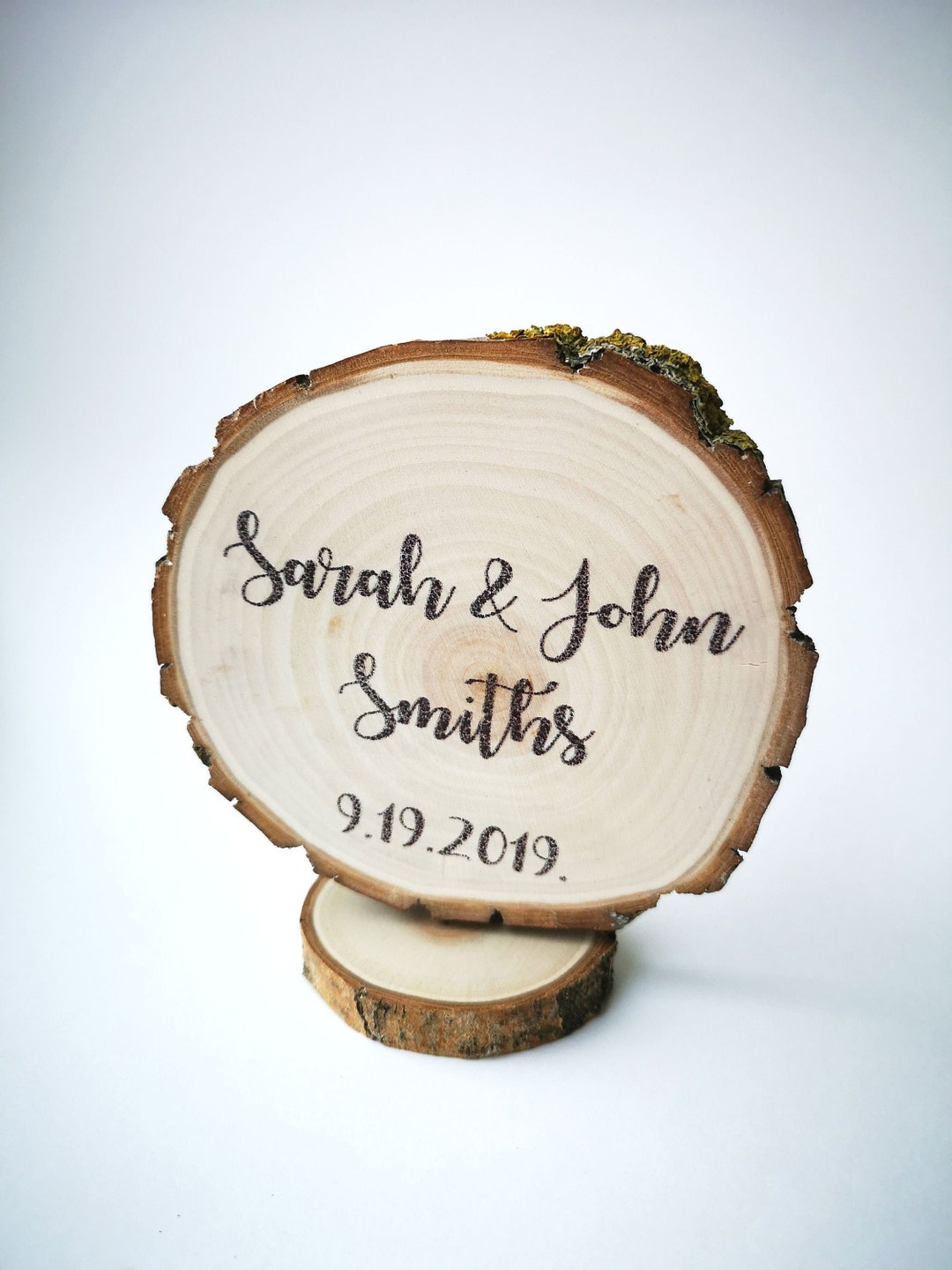 Wedding Cake Topper, Rustic Wood Slice Cake Topper With Personalized ...