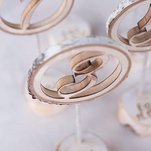 10 Wooden Table Numbers, With Personalized Holder, Table Number Stands ...