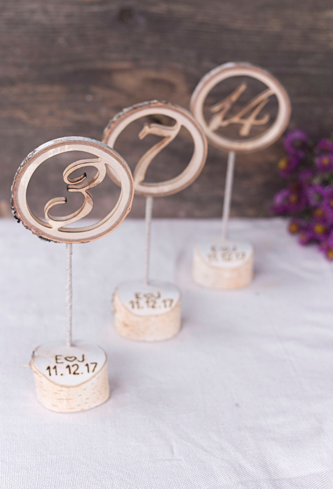 10 Wooden Table Numbers, With Personalized Holder, Table Number Stands ...
