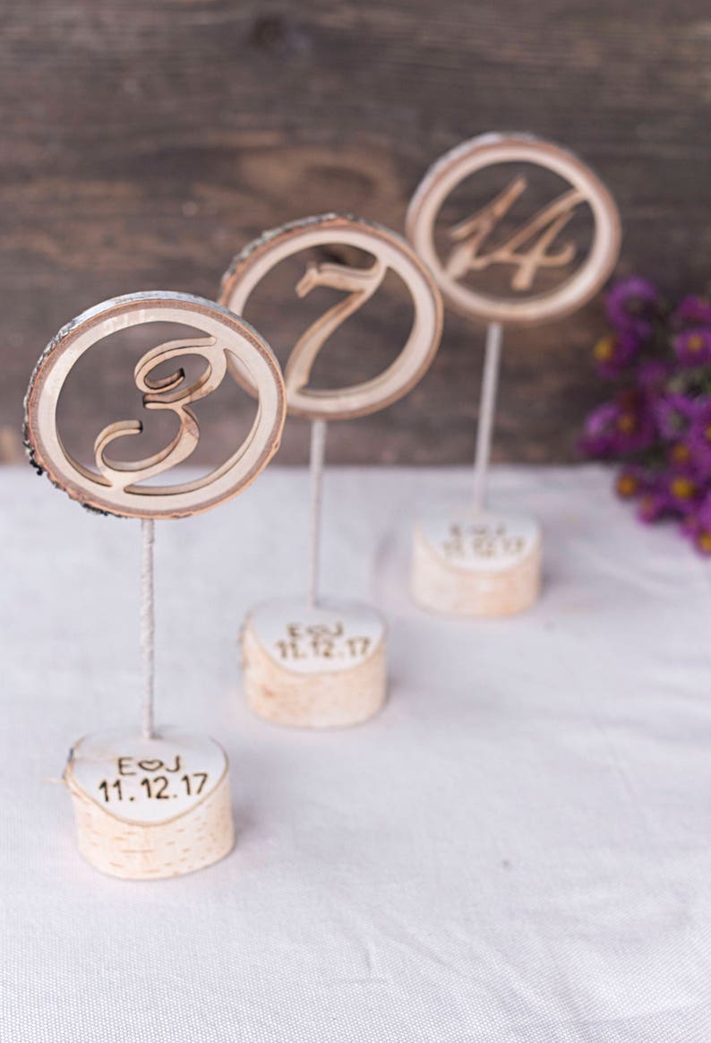 10 Wooden Table Numbers With Personalized Holder Table | Etsy