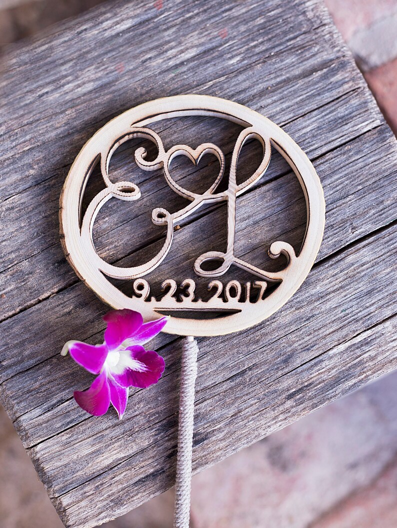 Rustic Wedding Cake Topper Custom Cake Decor Wood Slice - Etsy