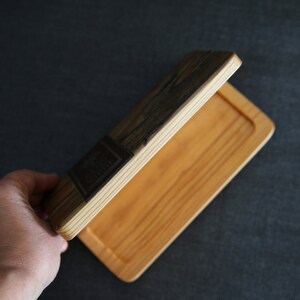 Set of 5 Handcrafted Reclaimed Pine Wood Check Presenter, Leather ...