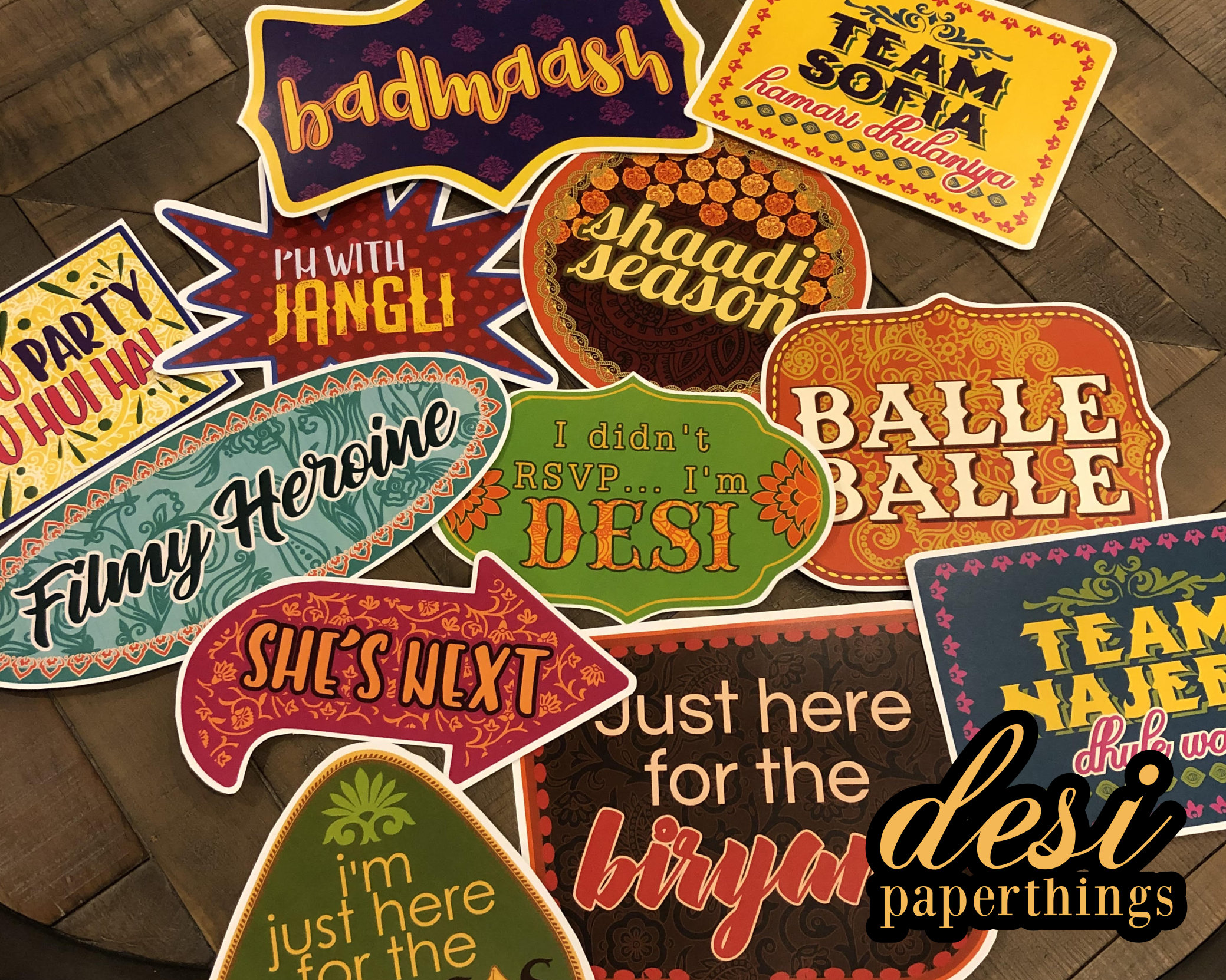 Party Supplies Choose Your Own PHYSICAL LAMINATED Indian/ Desi ...