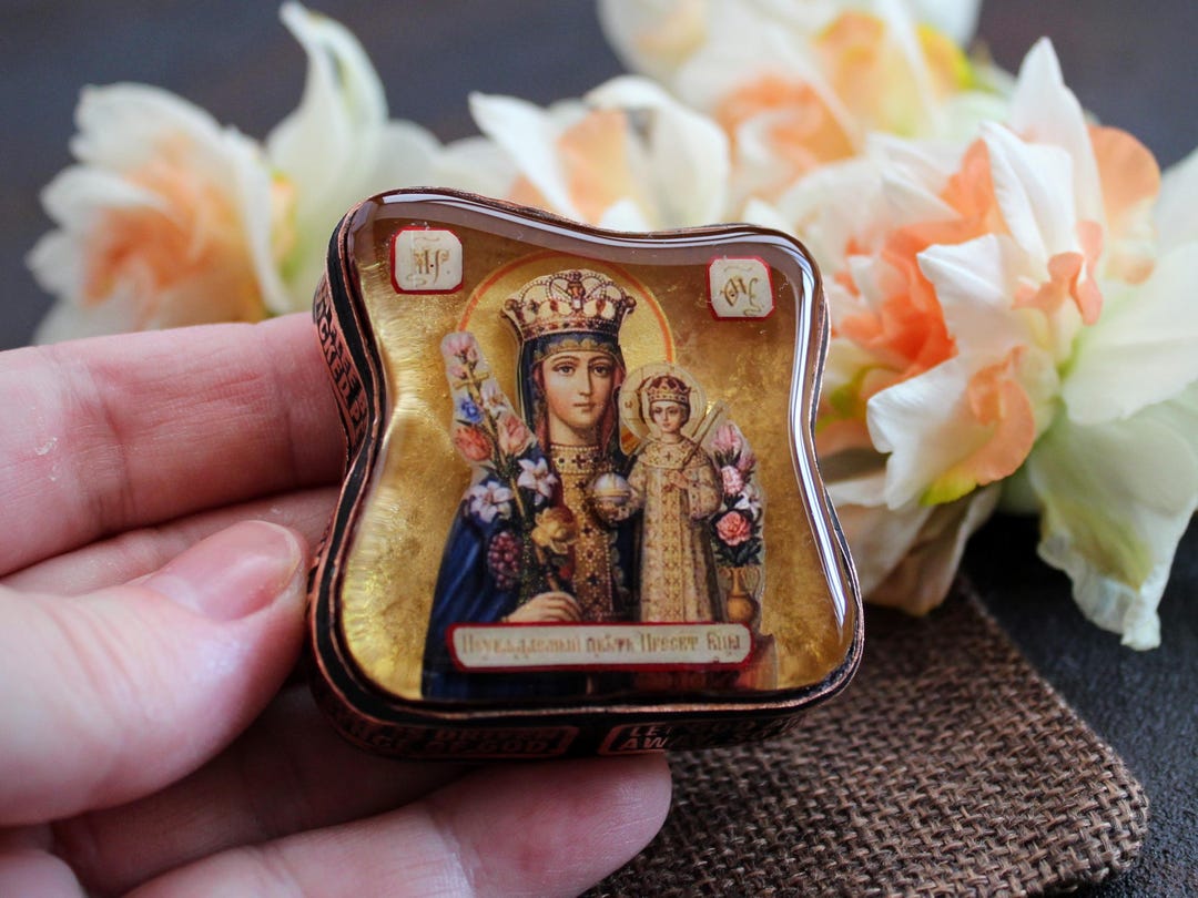 Virgin Mary the Unfading Rose Travel Icon: Custom Christian Plaque ...