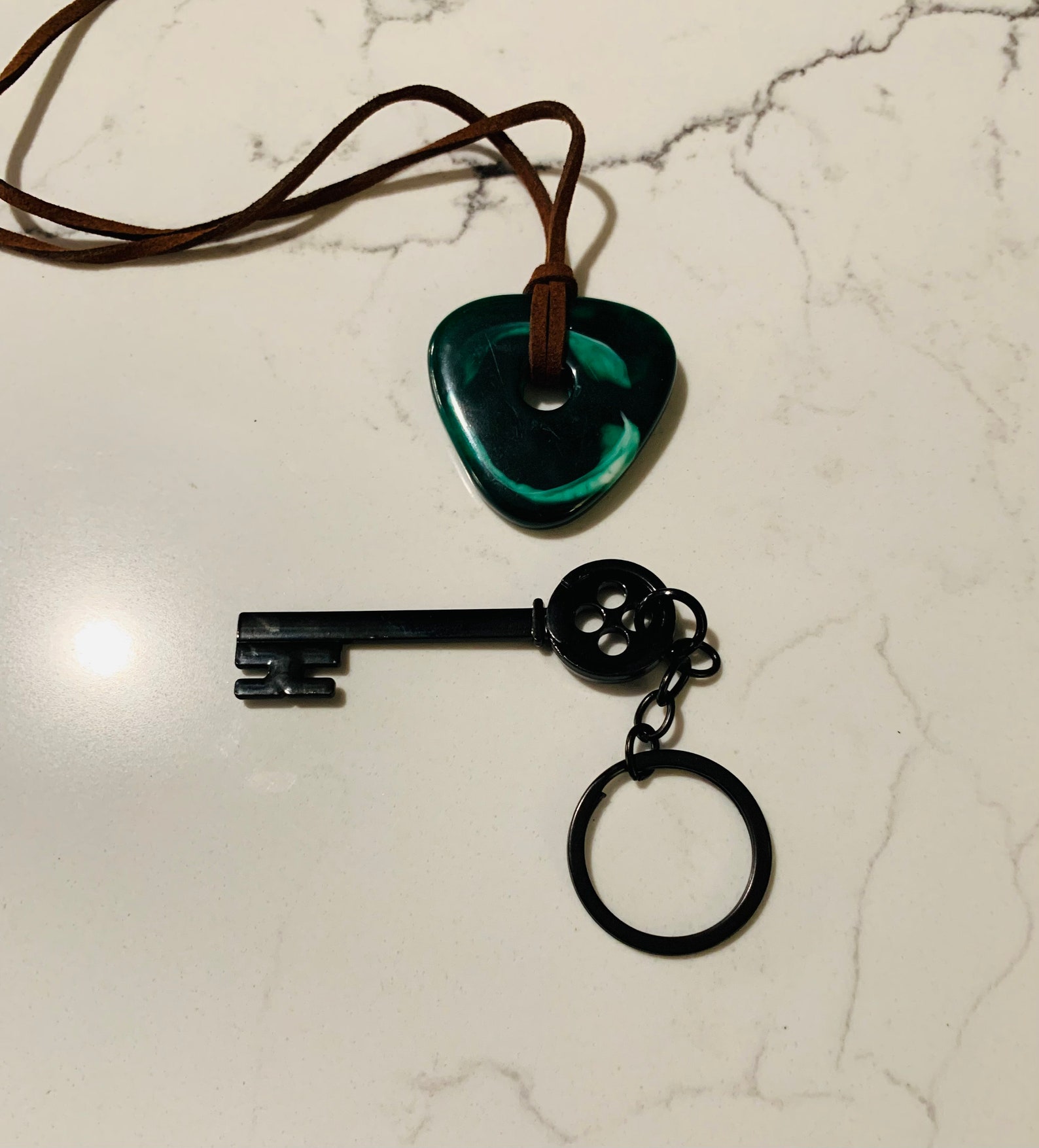 Coraline Inspired Seeing Stone & Black Key Necklace or Keychain ...