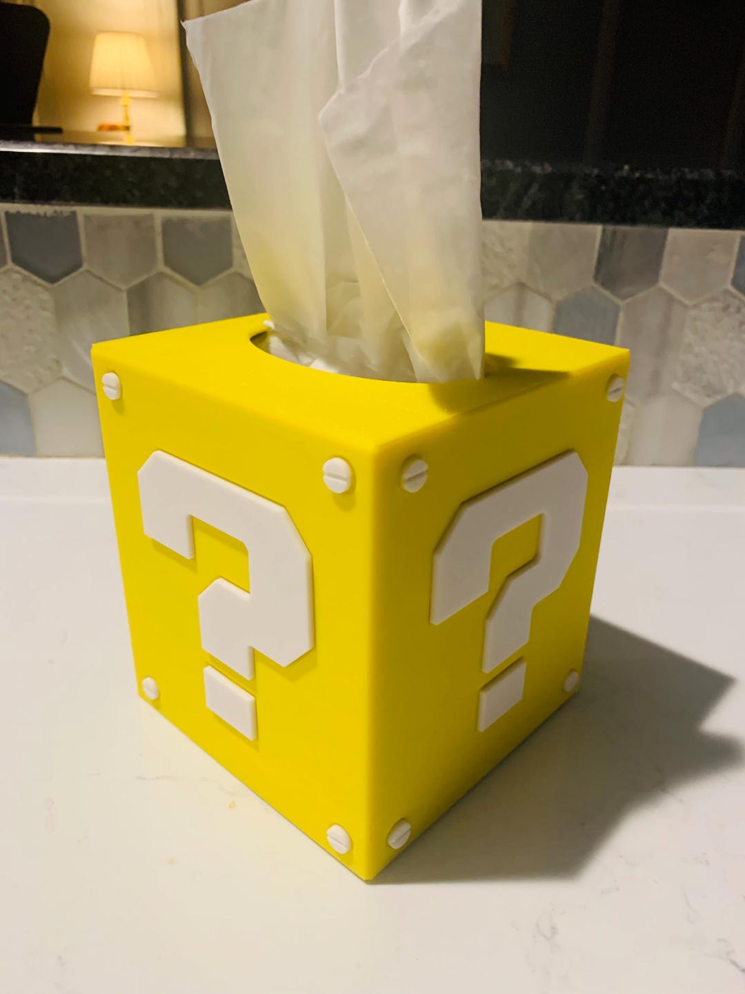 Super Mario Question Block Tissue Box Cover – Geeky Gamer Decor, Fun ...
