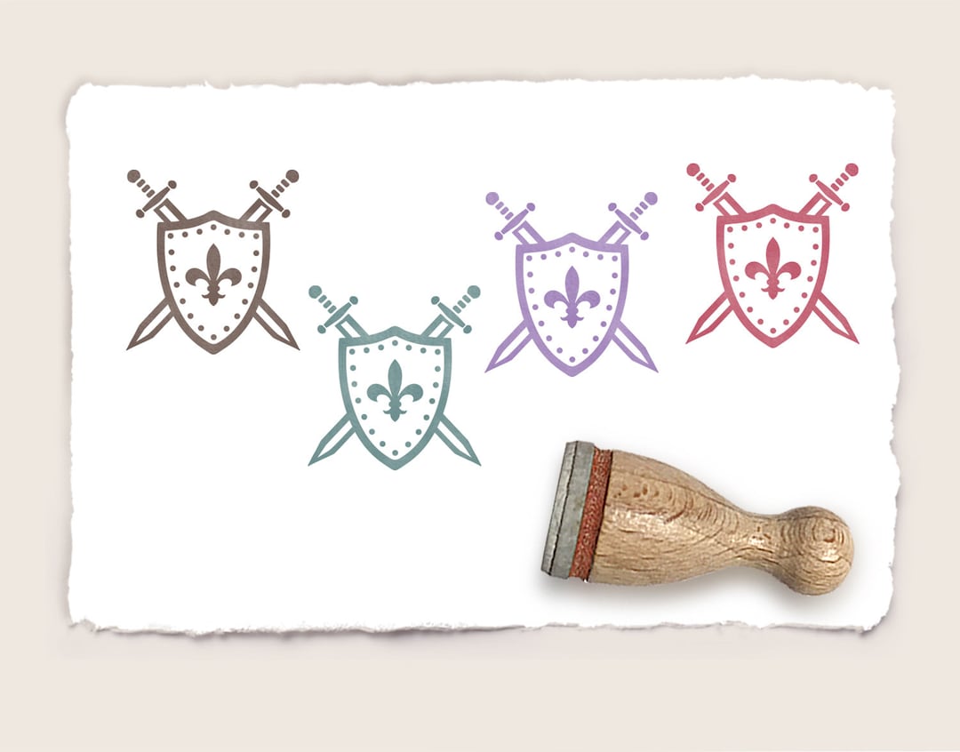 Mini Rubber Stamp SHIELD AND SWORDS Ø 12 Mm / 0.47 Inch - Etsy