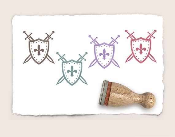 Mini Rubber Stamp SHIELD AND SWORDS Ø 12 Mm / 0.47 Inch | Etsy