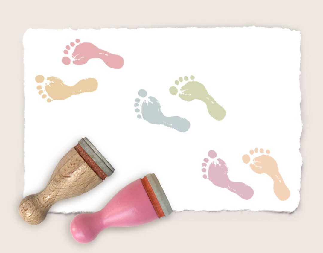 2 Mini Rubber Stamps FOOTPRINTS Ø 12 Mm / 0.47 Inches - Etsy