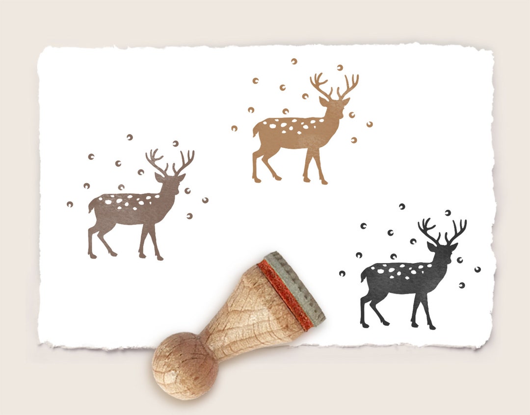 Mini Rubber Stamp DEER IN WINTER Ø 15 Mm - Etsy