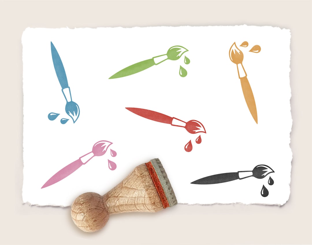 Mini Rubber Stamp PAINT-BRUSH Ø 15 Mm / 0.59 Inch - Etsy