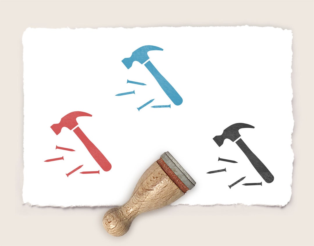 Mini Rubber Stamp HAMMER & NAILS Ø 12 Mm - Etsy