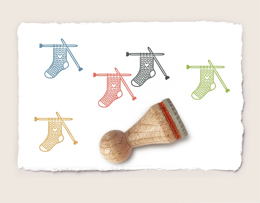 Mini Rubber Stamp HAND-KNITTED SOCK Ø 15 Mm / 0.59 Inch - Etsy