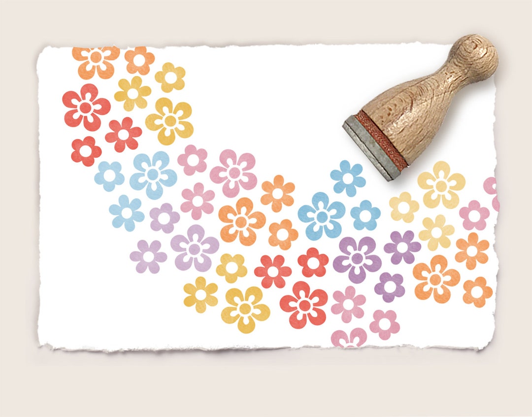 Mini Rubber Stamp SCATTERED FLOWERS Ø 12 Mm / 0.47 Inch - Etsy