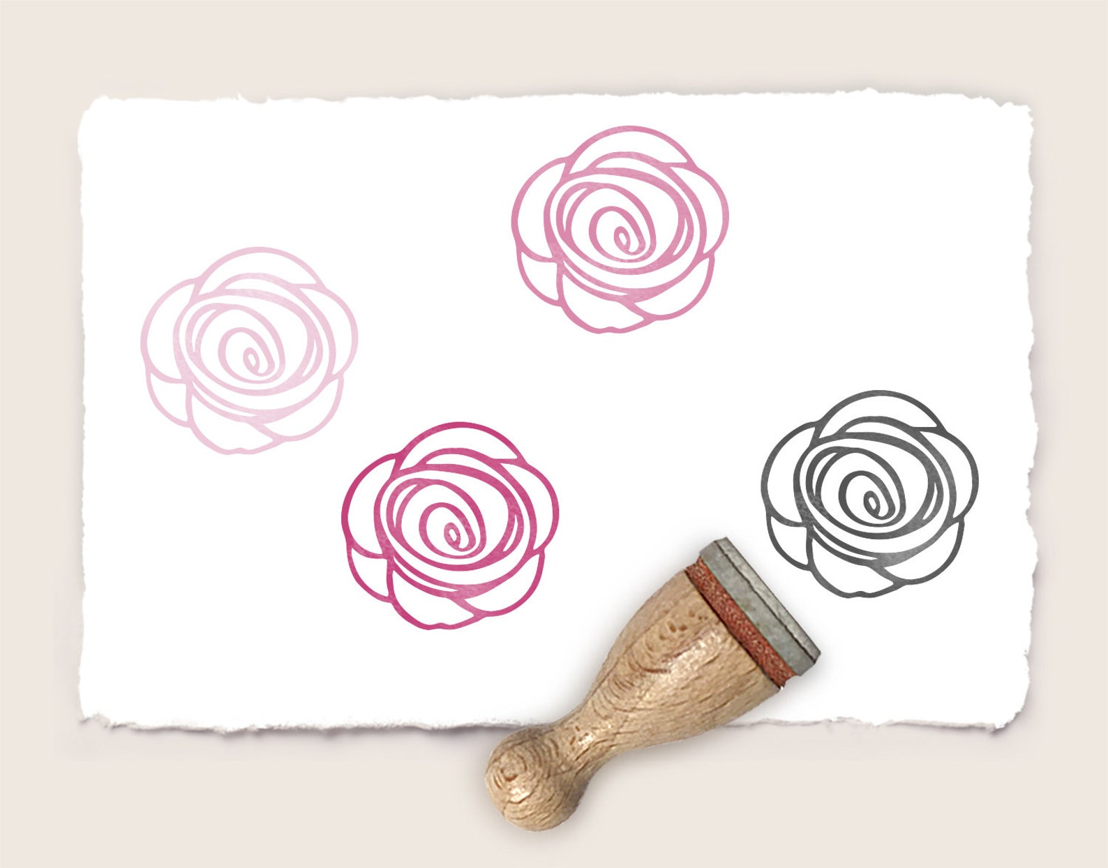Mini Rubber Stamp OUTLINE ROSE Ø 12 Mm / 0.47 Inch - Etsy