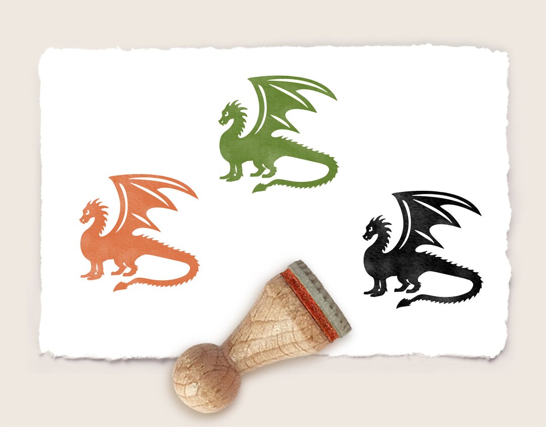 Mini Rubber Stamp DRAGON Ø 15 Mm - Etsy