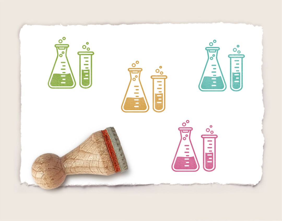 Mini Rubber Stamp CHEMICAL FLASKS Ø 15 Mm / 0.59 Inch - Etsy