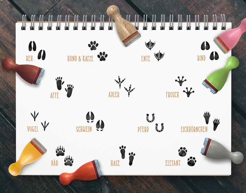 14 Mini Rubber Stamps ANIMAL TRACKS Ø 12 Mm / 0.47 Inch - Etsy