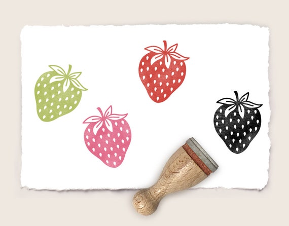 Mini rubber stamp STRAWBERRY Ø 12 mm | Etsy