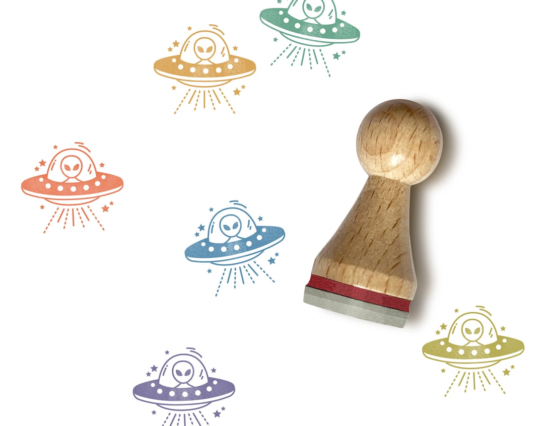 Mini Rubber Stamp UFO WITH ALIEN Ø 15 Mm / 0.59 Inches - Etsy