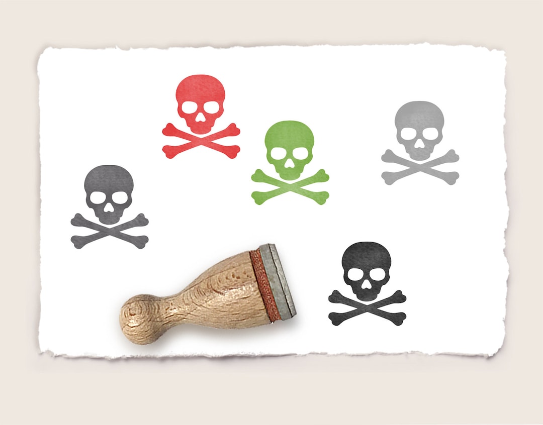 Mini Rubber Stamp SKULL AND BONES Ø 12 Mm / 0.47 Inch - Etsy