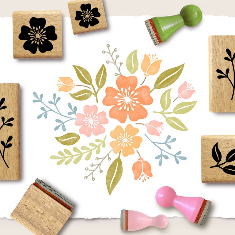 Floral Rubber Stamp - Etsy